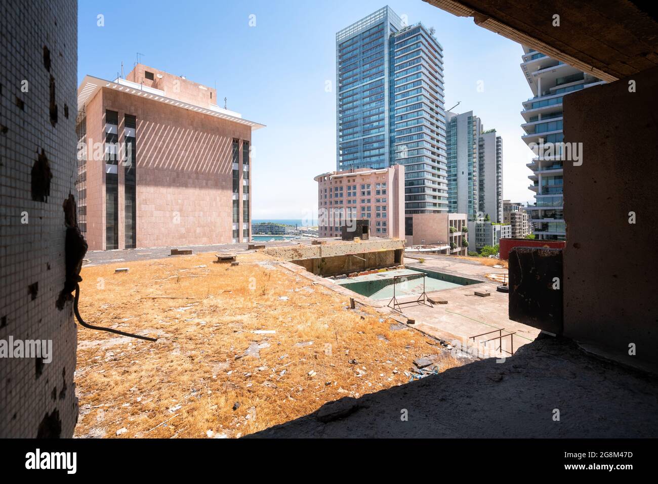 Abandoned and Damaged Holiday Inn Hotel in Beirut, Lebanon Stock Photo ...