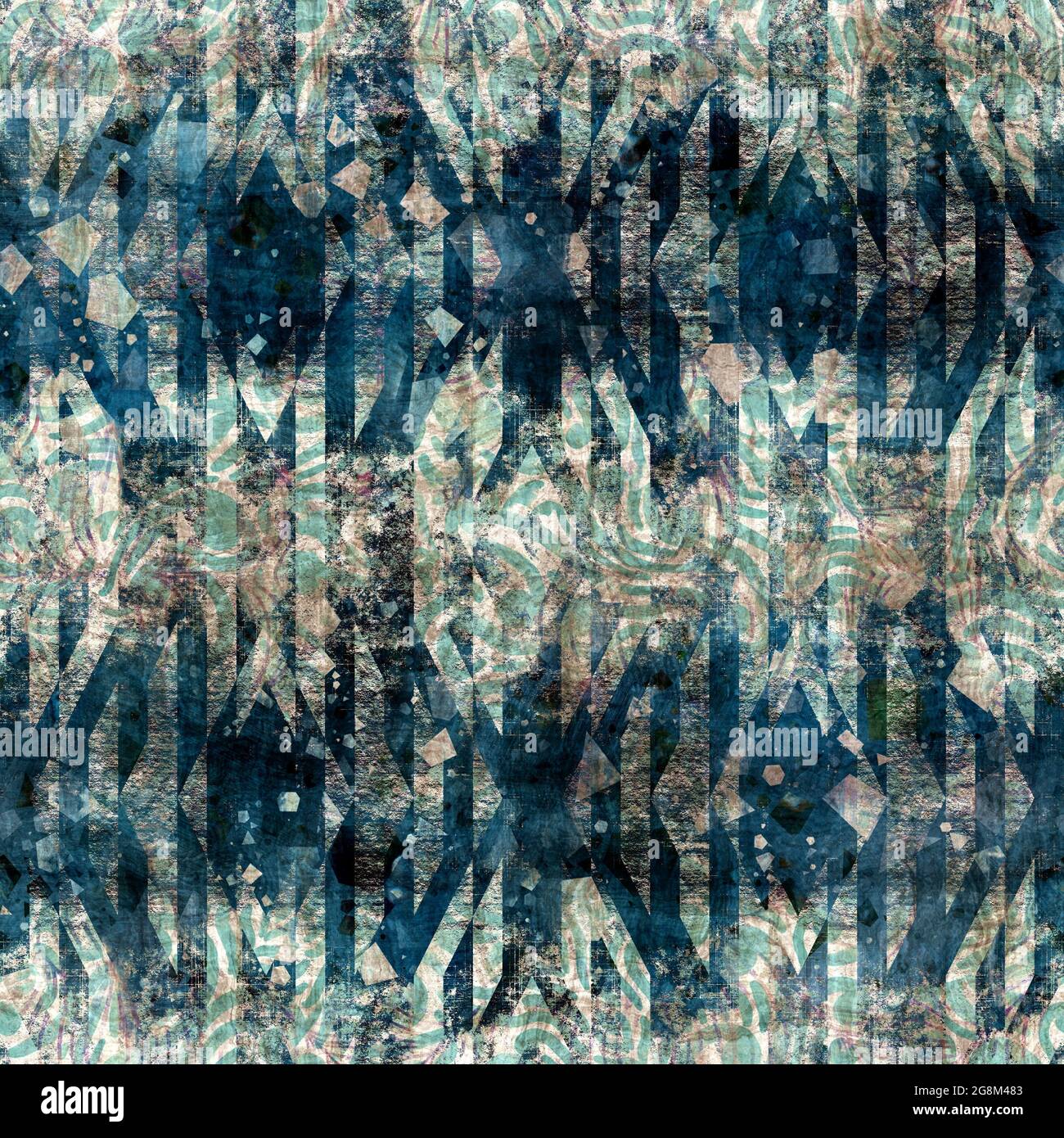 Seamless elegant mixed media pattern in navy, blue, pink, and cream ...
