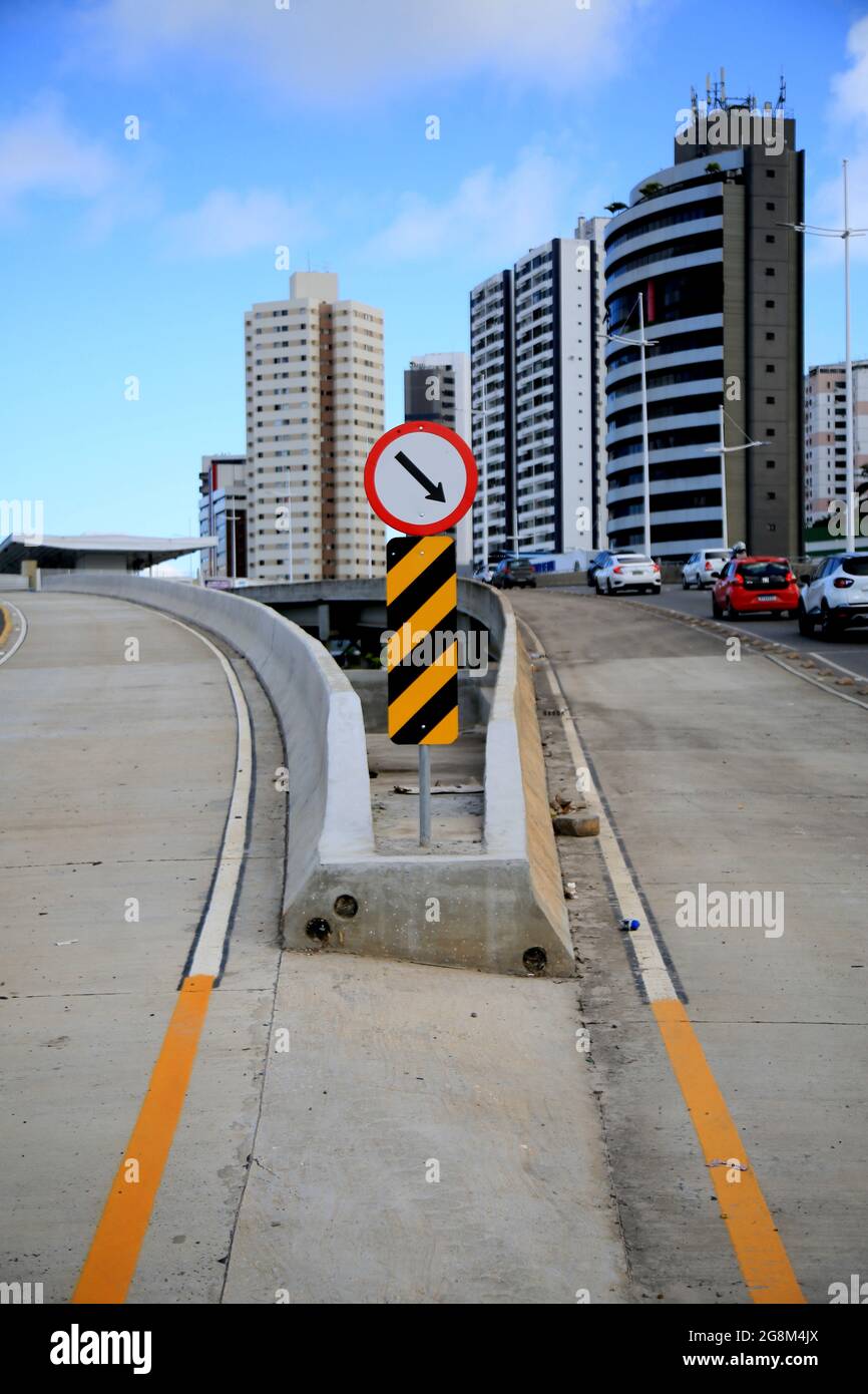 salvador, bahia, brazil - july 20, 2021: Traffic sign indicates ...