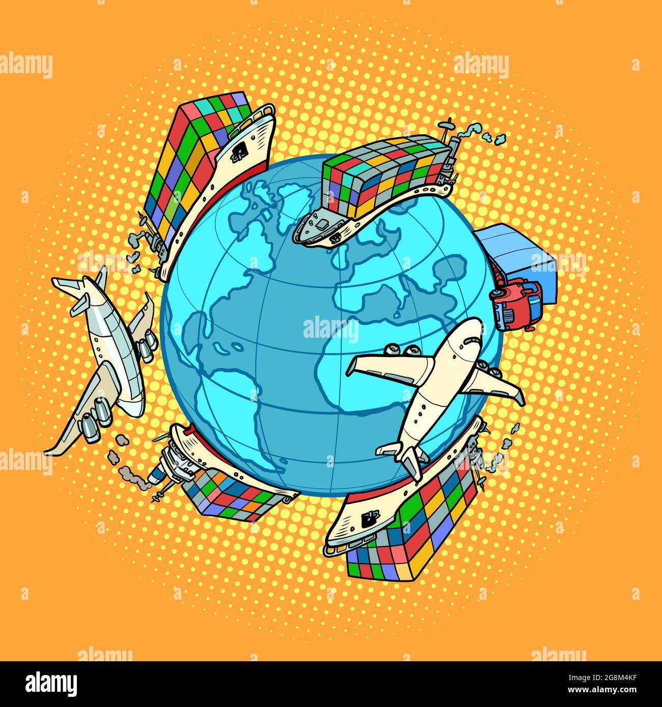 Illustration cargo ship containers Stock Vector Images - Alamy