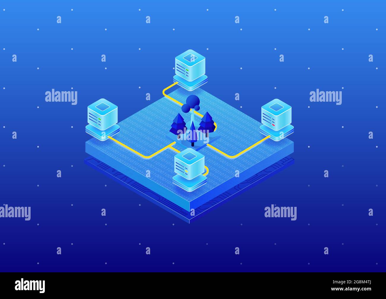 Concept of environmental friendly IT data center. Isometric 3D vector ...