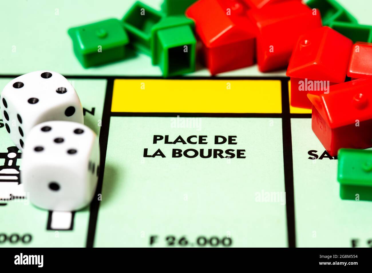 Place de la Bourse. Close up of French Monopoly Board Stock Photo - Alamy
