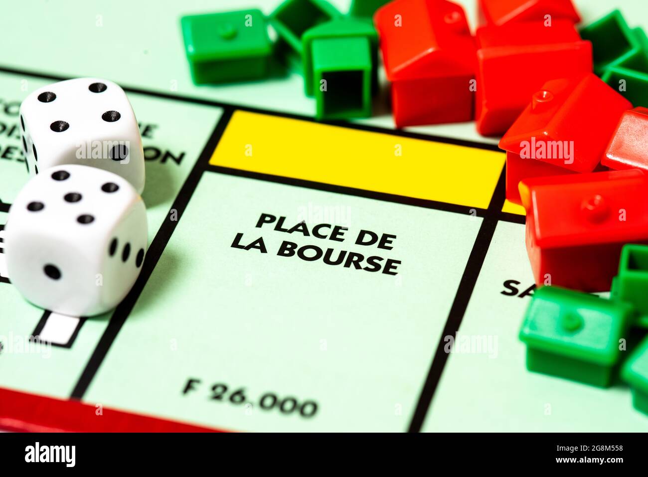 Place de la Bourse. Close up of French Monopoly Board Stock Photo - Alamy