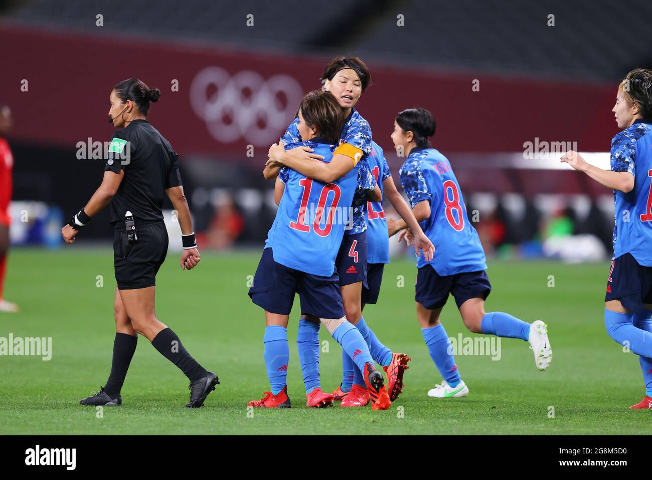Hokkaido, Japan. 21st July, 2021. (L to R) Mana Iwabuchi, Saki Kumagai ...