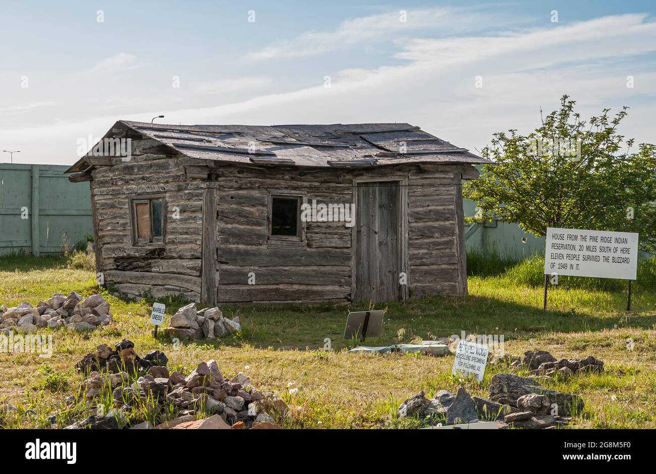 Badlands National Park, SD, USA - June 1, 2008: Gray wooden cabin ...