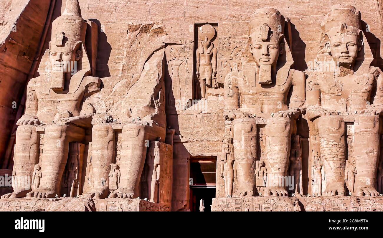 Colossi of Ramses II, Sun Temple, Abu Simbel Temples in Aswan Stock ...