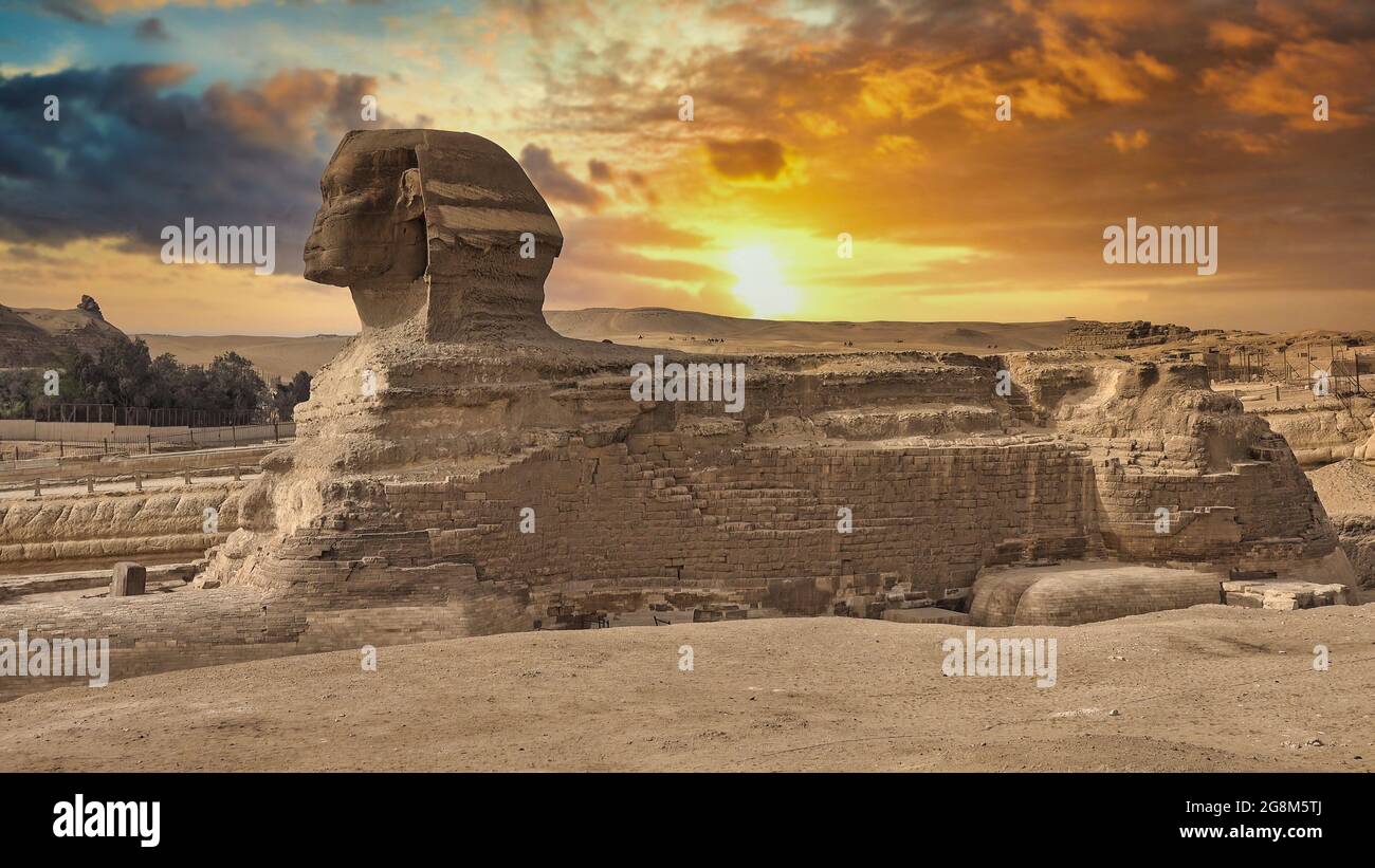 The Great Sphinx of Giza, is a limestone statue of a reclining sphinx ...