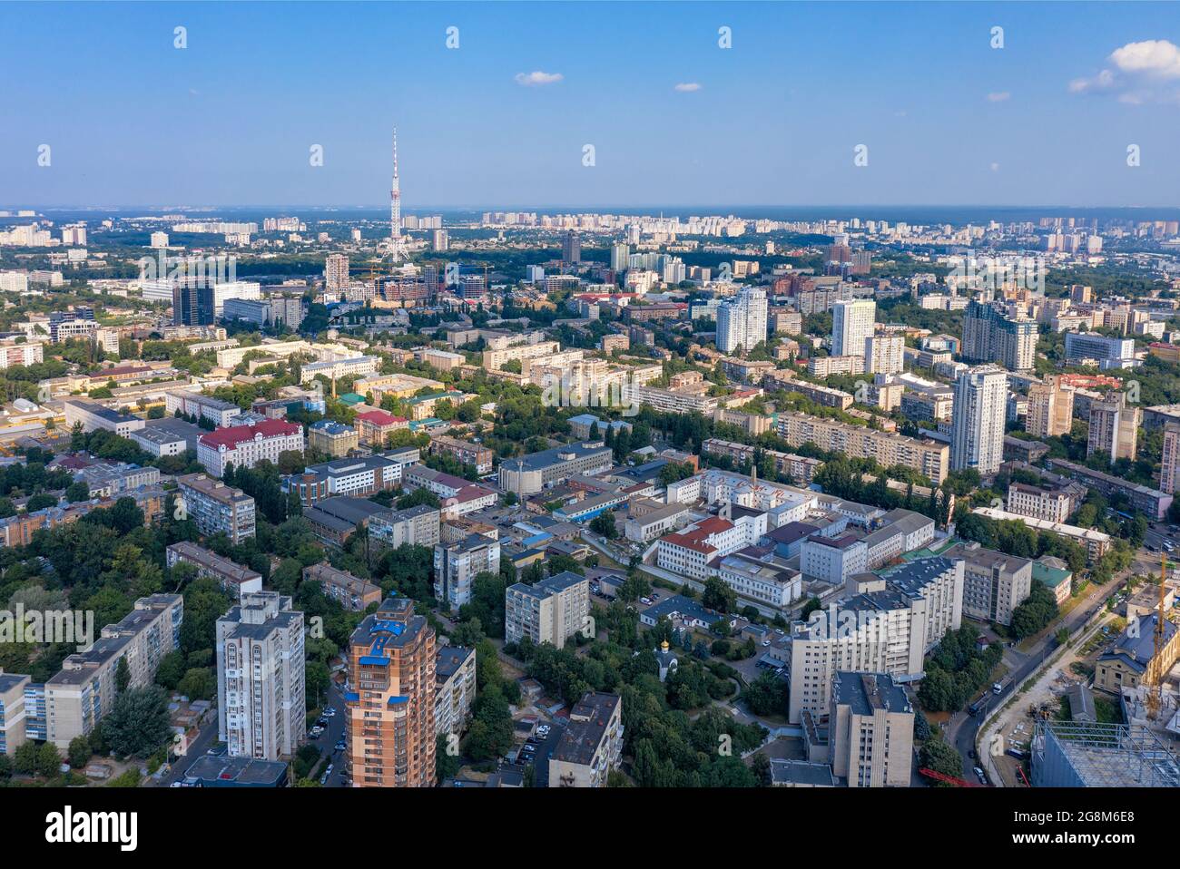 Aerial photography, summer day of urban residential neighborhoods with ...