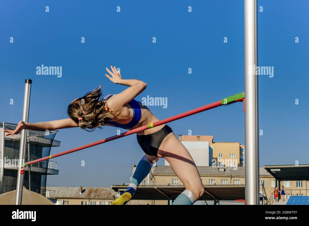 female athlete high jump at athletics competition Stock Photo - Alamy