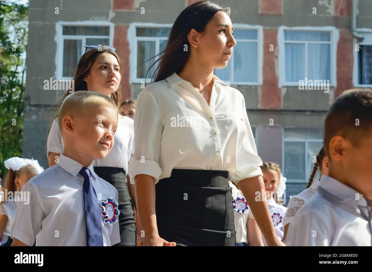 Kerch Russia - September 1, 2020 - children go to school, first bell ...