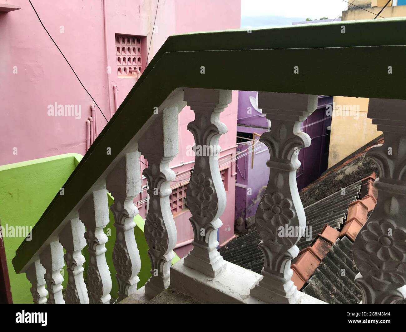 Old type concrete or cement made balustrades for an residential ...