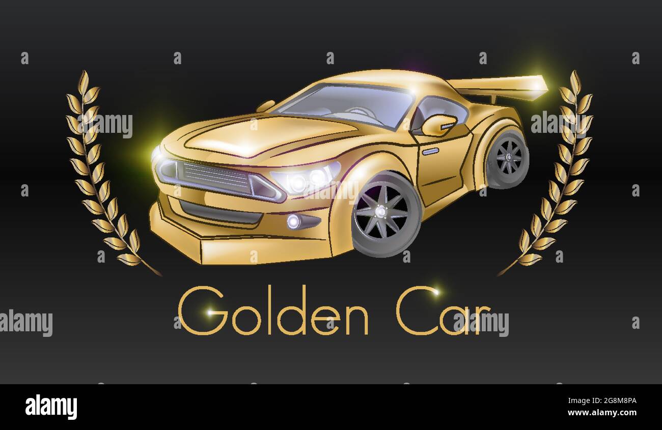 Gold car, driver's award, premium, luxury in vector Stock Vector Image ...