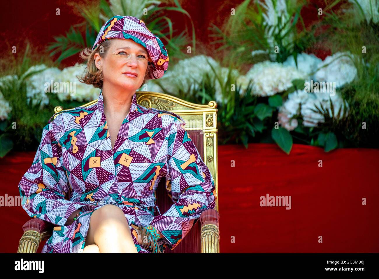 Princess Delphine of Belgium attending celebrations for Belgian ...