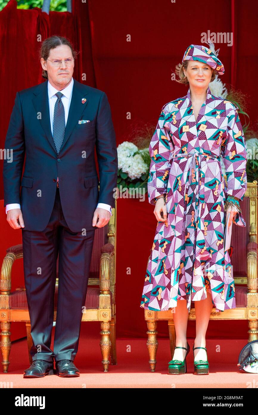 Princess Delphine of Belgium and her husband James O'Hare attending ...