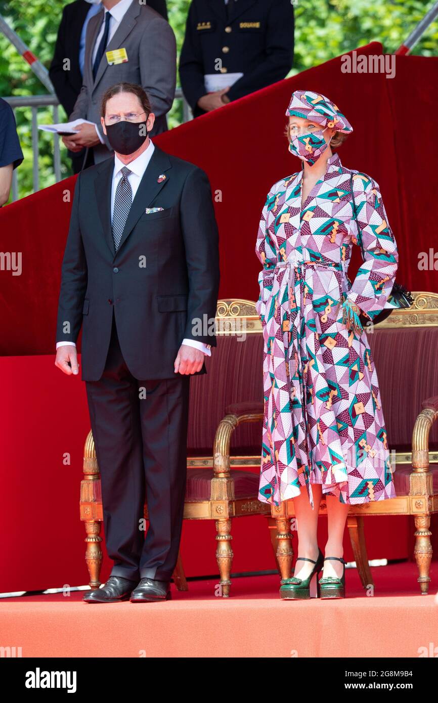 Princess Delphine of Belgium and her husband James O'Hare attending ...