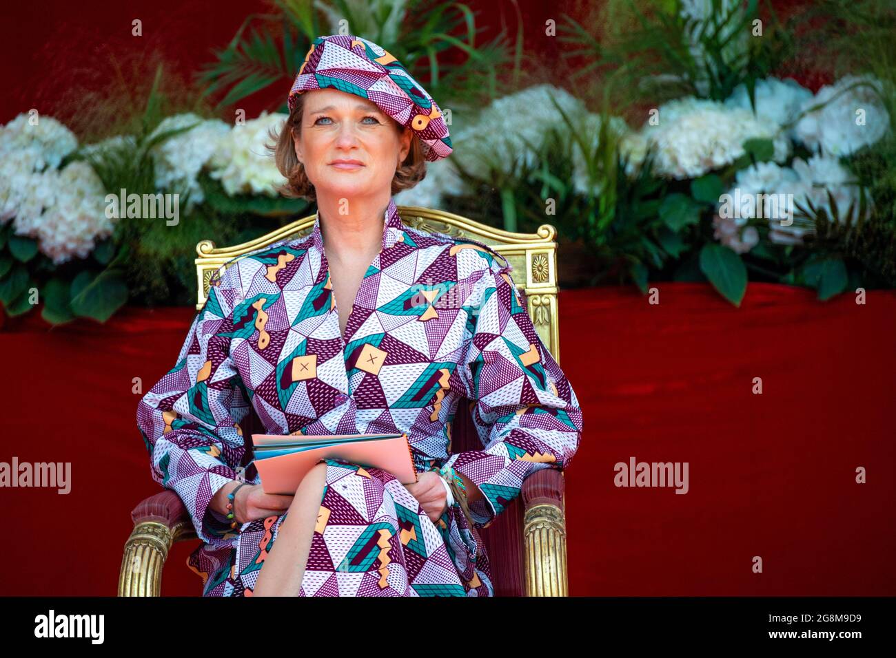 Princess Delphine of Belgium attending celebrations for Belgian ...