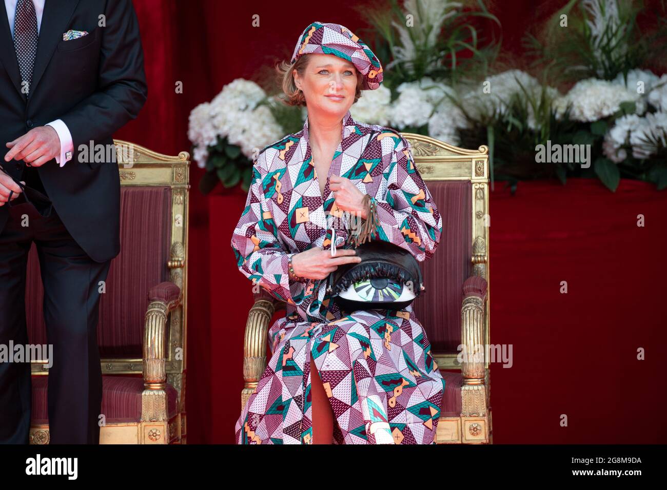 Princess Delphine of Belgium attending celebrations for Belgian ...