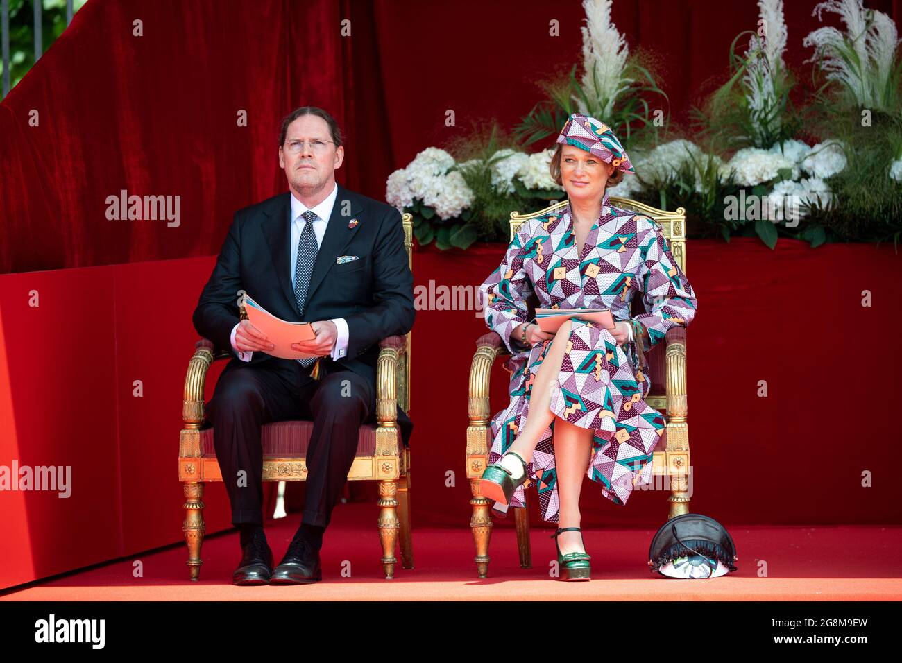Princess Delphine of Belgium and her husband James O'Hare attending ...