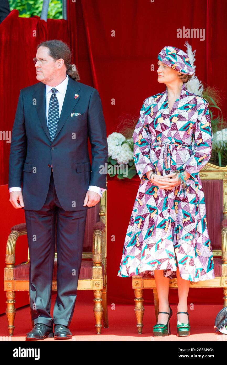 Princess Delphine of Belgium and her husband James O'Hare attending ...