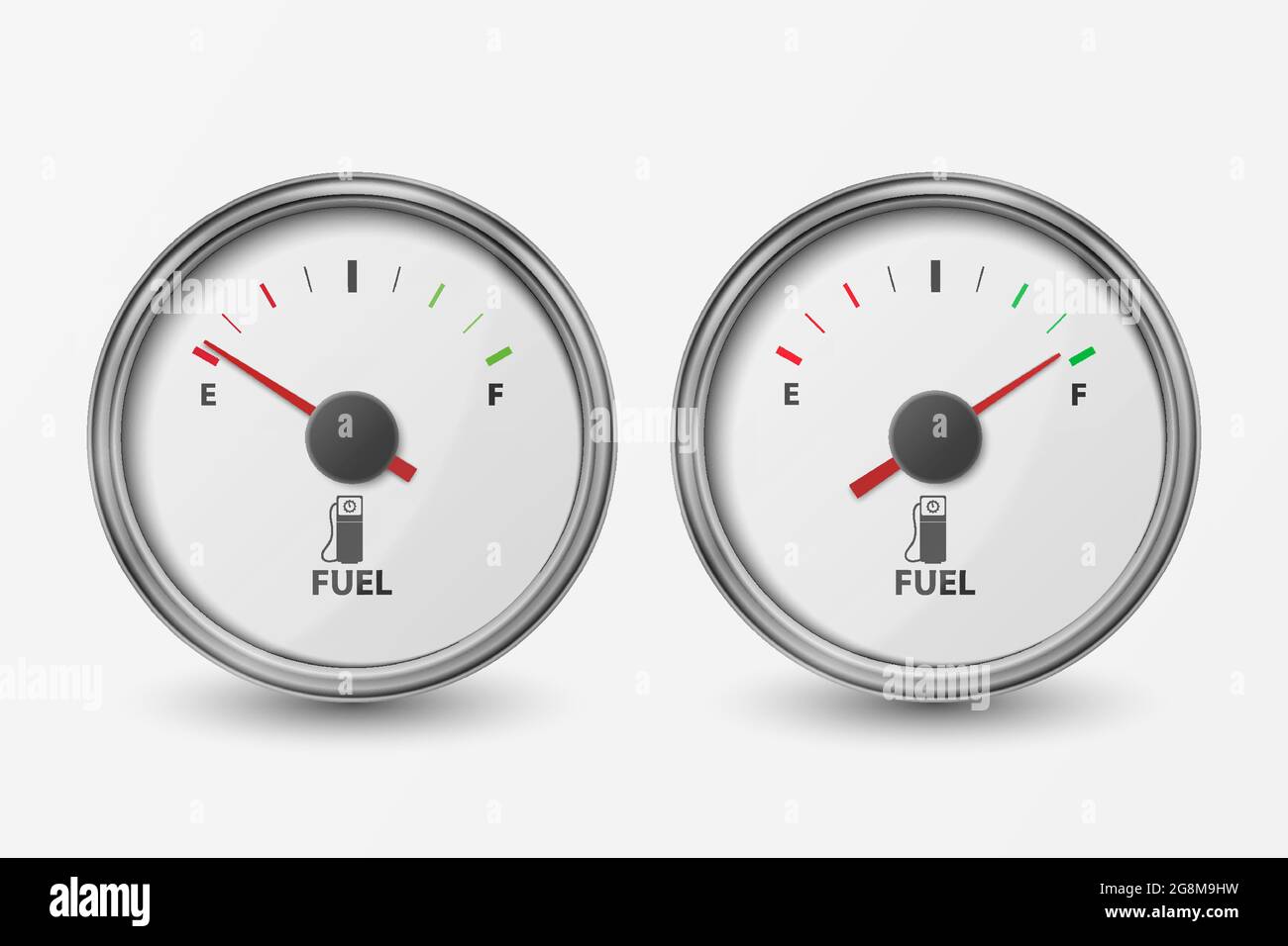 Vector 3d Realistic Silver Circle Gas Fuel Gauge, Oil Level Bar Icon ...