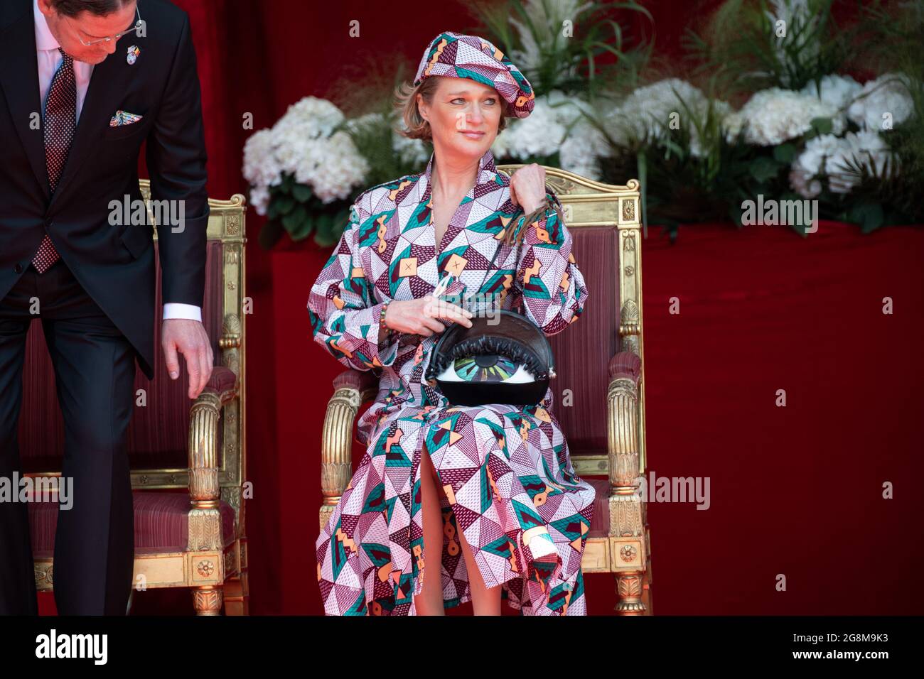 Princess Delphine of Belgium attending celebrations for Belgian ...