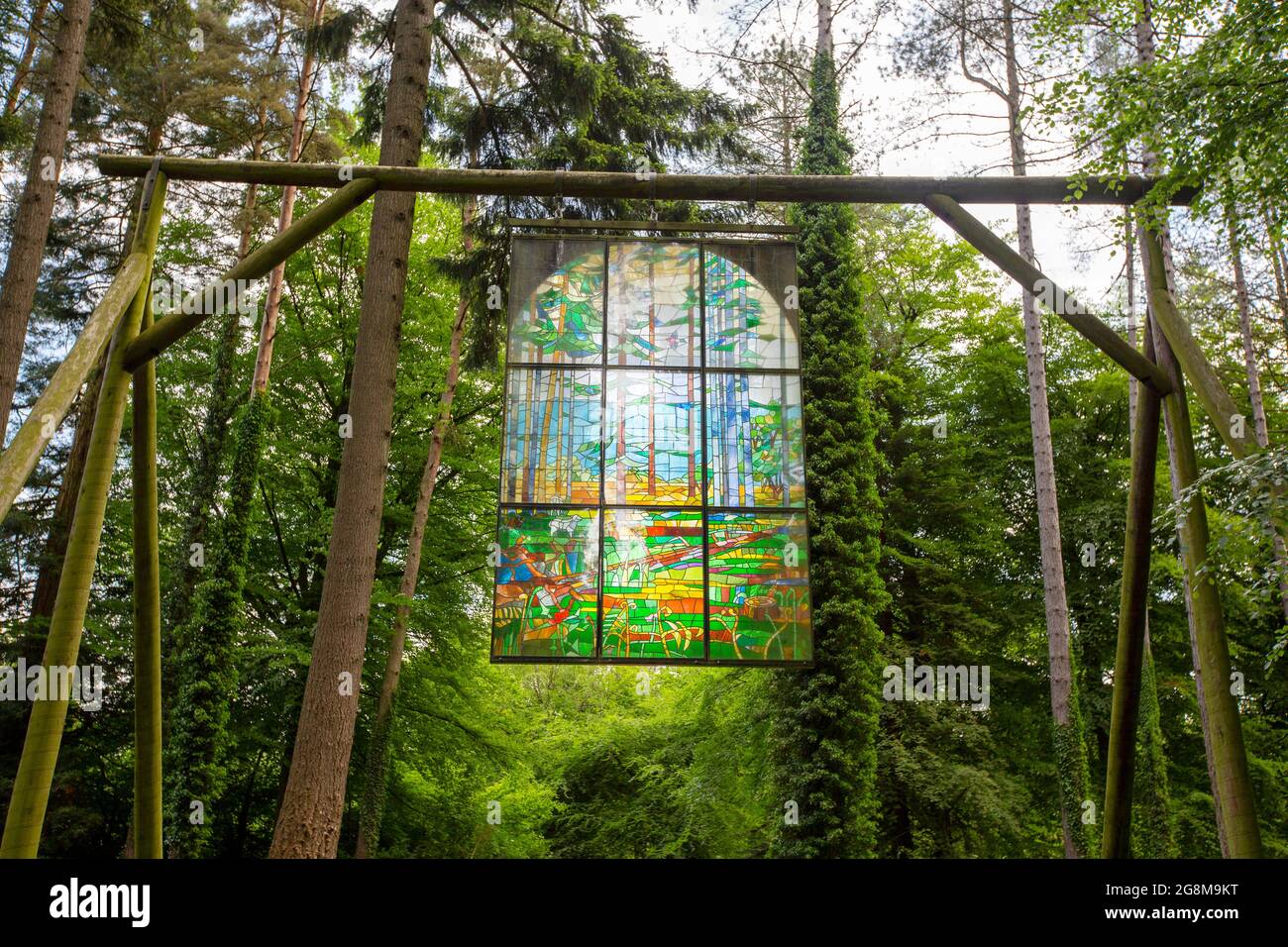 A stained glass window sculpture in the Forest of Dean, Gloucestershire ...