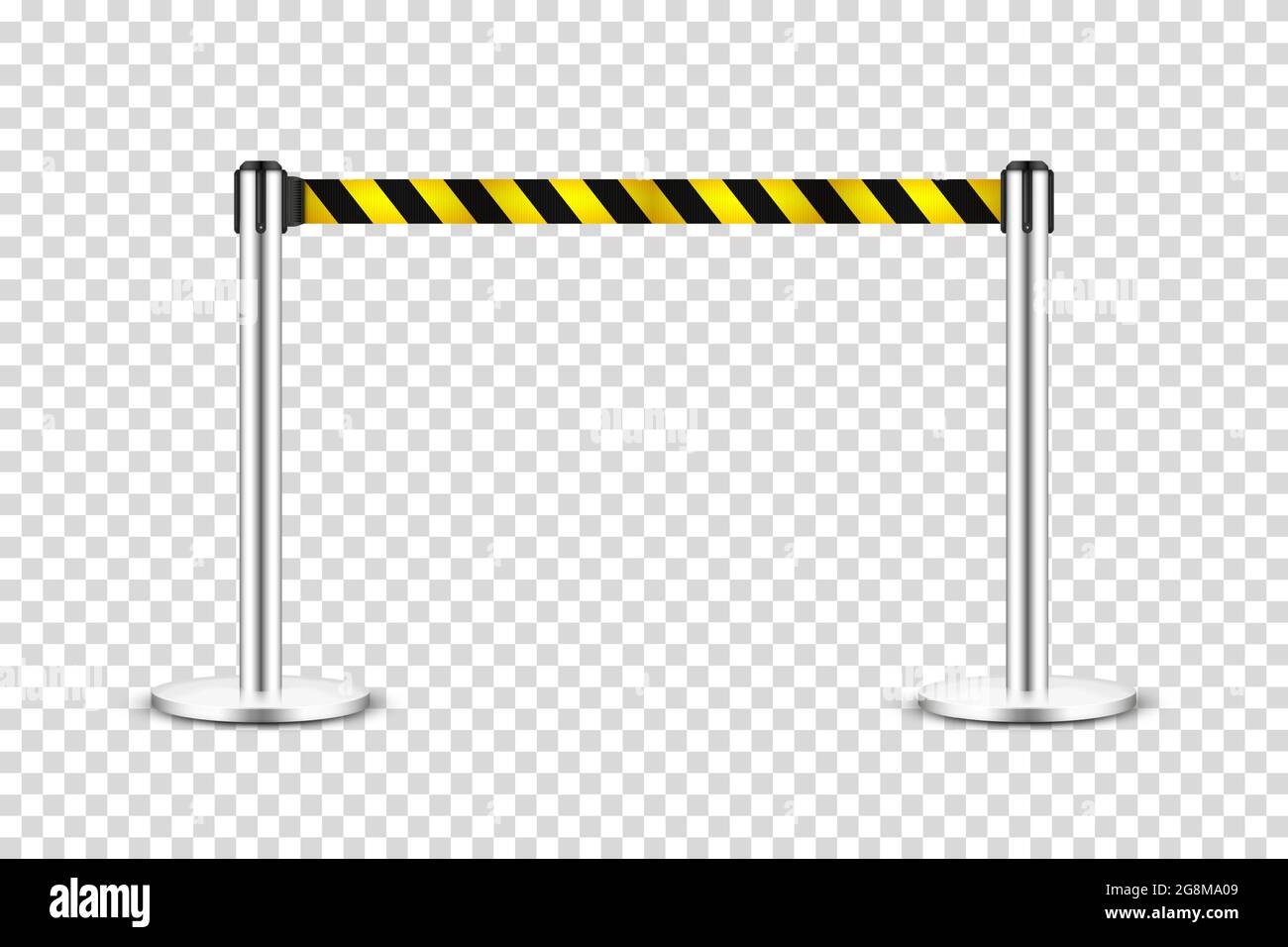 Realistic retractable belt stanchion on transparent background. Crowd ...