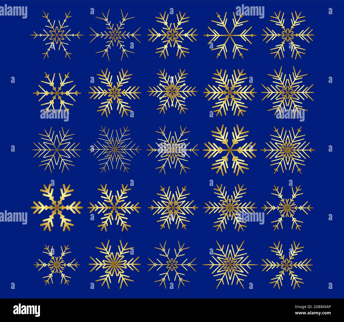 Vector set of different snowflakes on black background Stock Vector ...