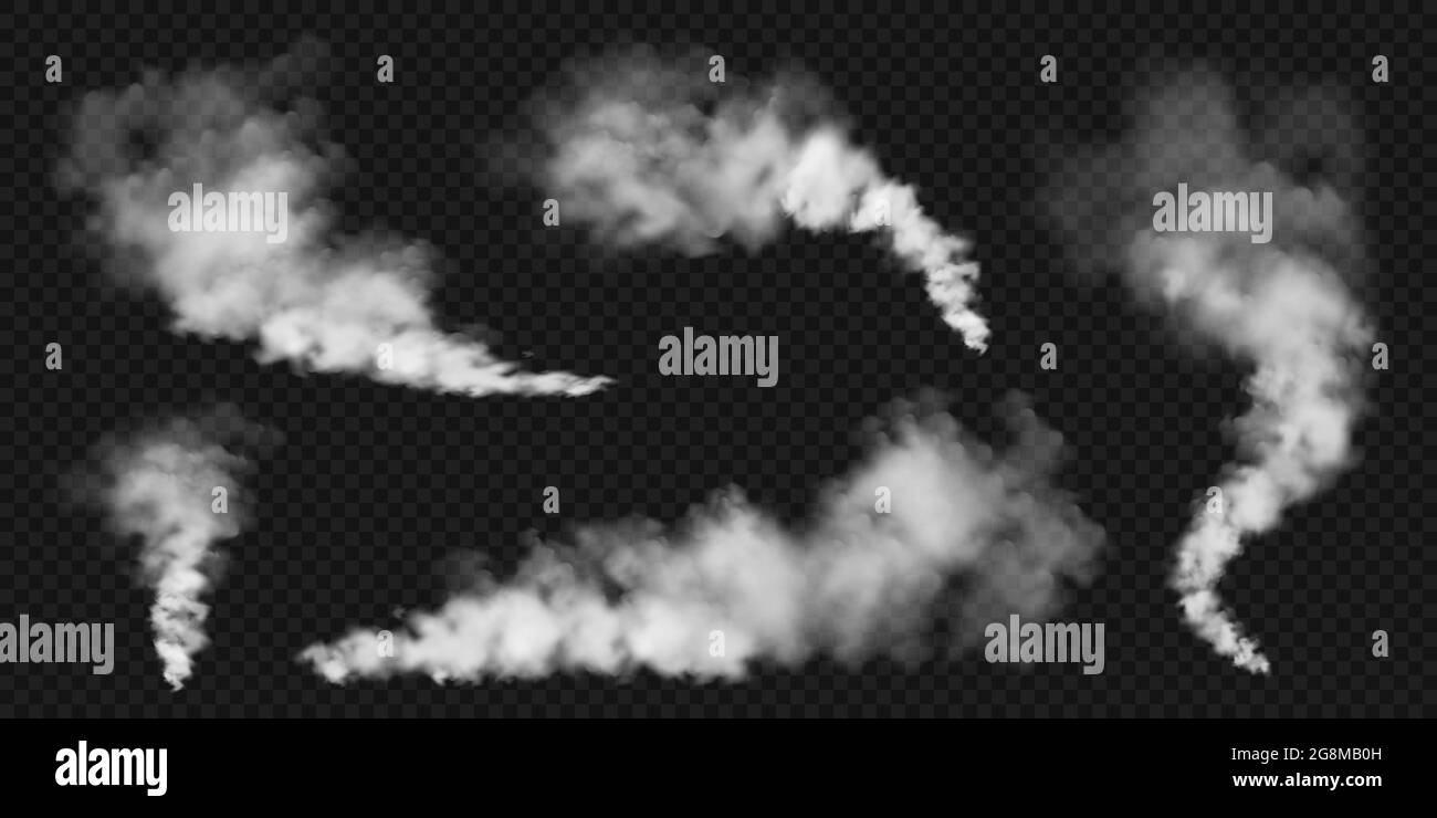 Realistic smoke clouds. Stream of smoke from burning objects ...