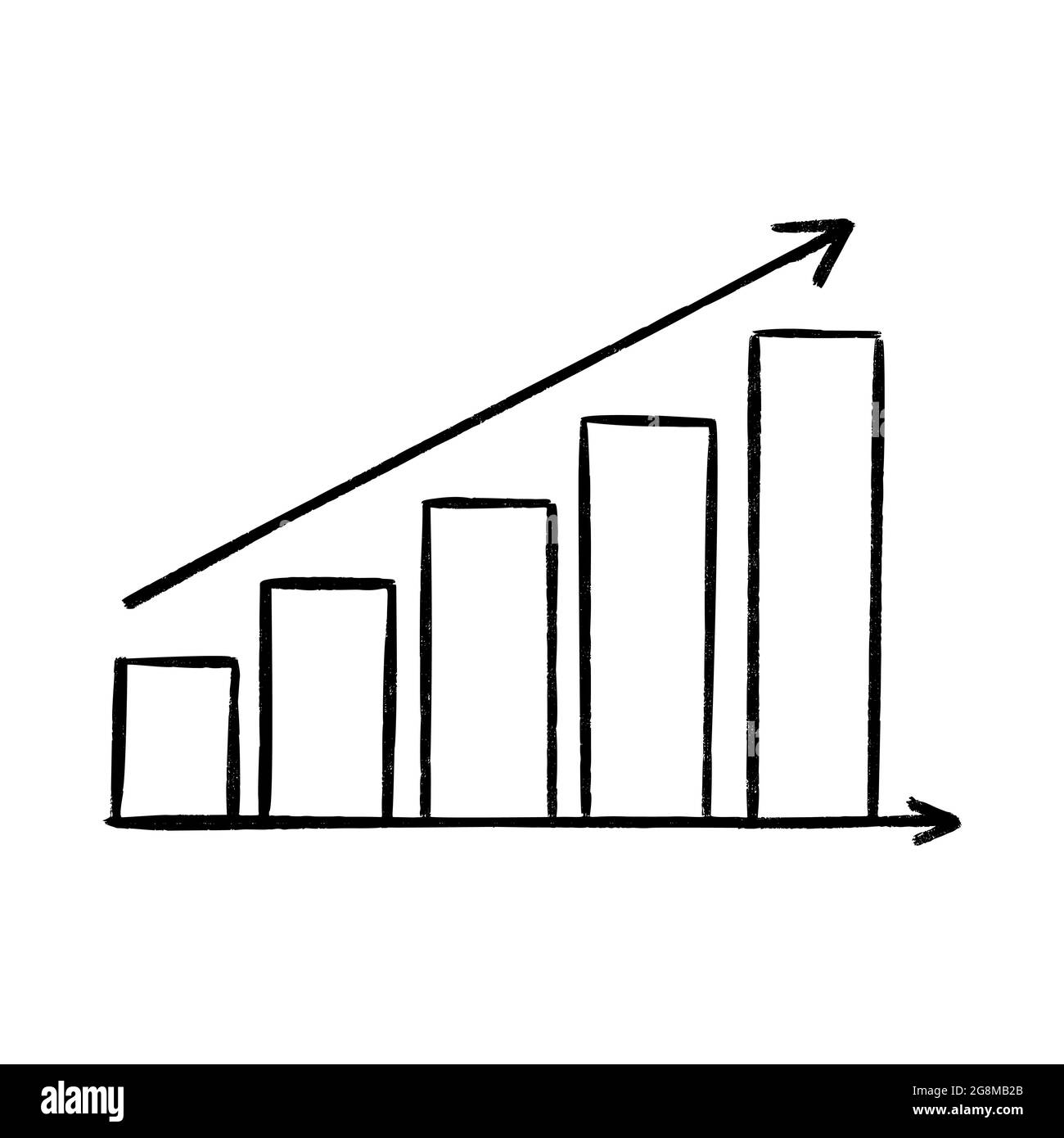 Graphic chart with arrow up sketch illustration. Vector hand drawn icon ...