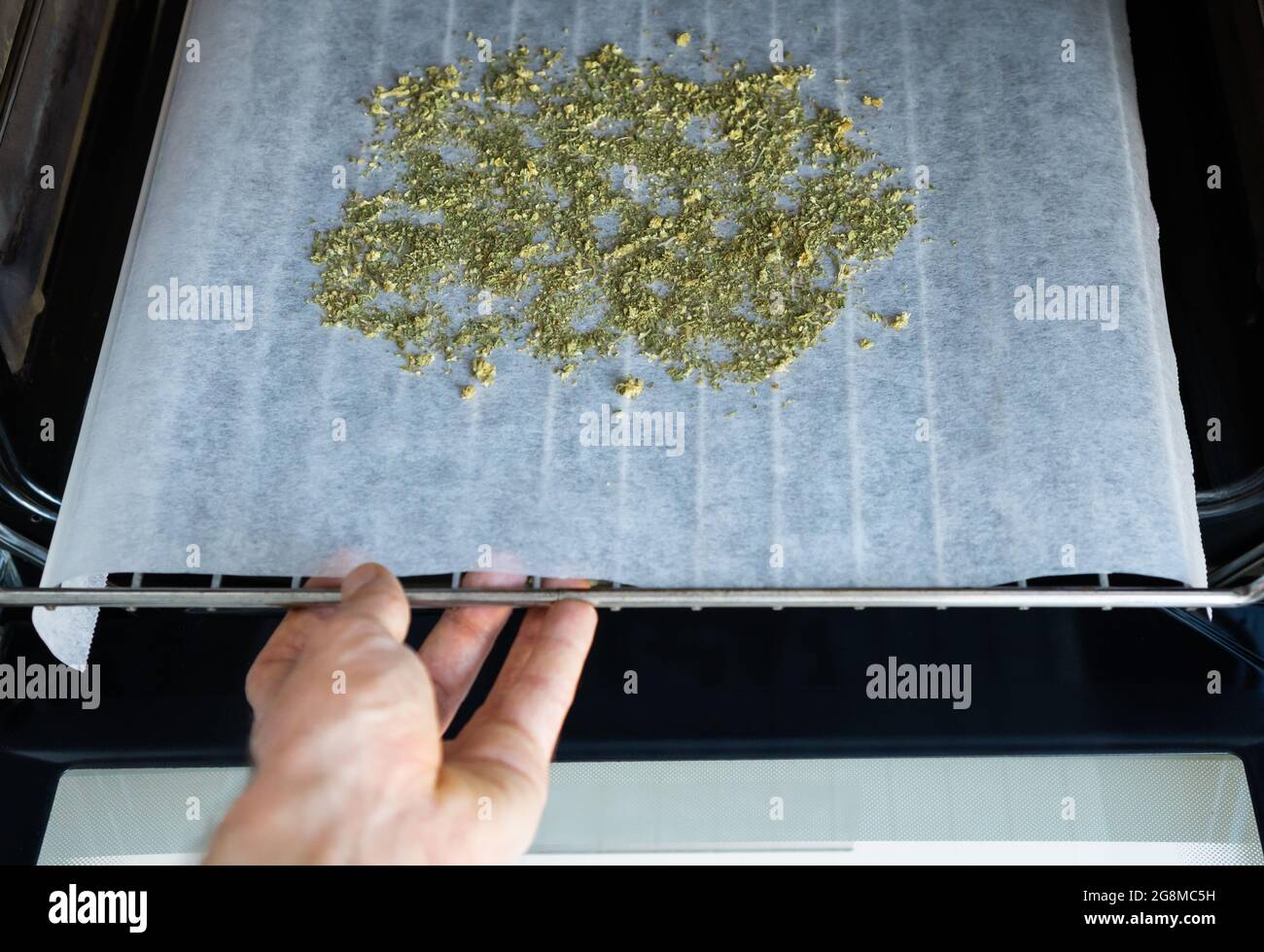 Cooking with marijuana. Baking cannabis buds to activate psychoactive ...