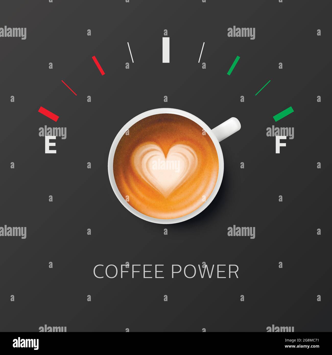 Coffee Power. Vector 3d Realistic White Ceramic or Porcelain Mug with ...