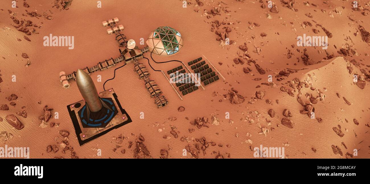 an outpost on the red planet mars (3d rendering Stock Photo - Alamy