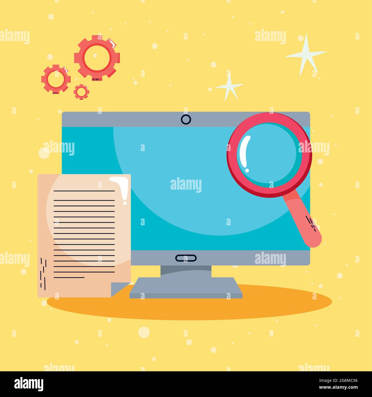 elearning in desktop with magnifying glass Stock Vector Image & Art - Alamy