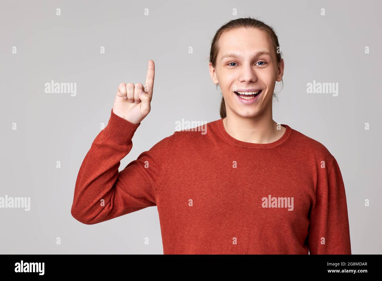Portrait happy nerd man finger hi-res stock photography and images - Alamy