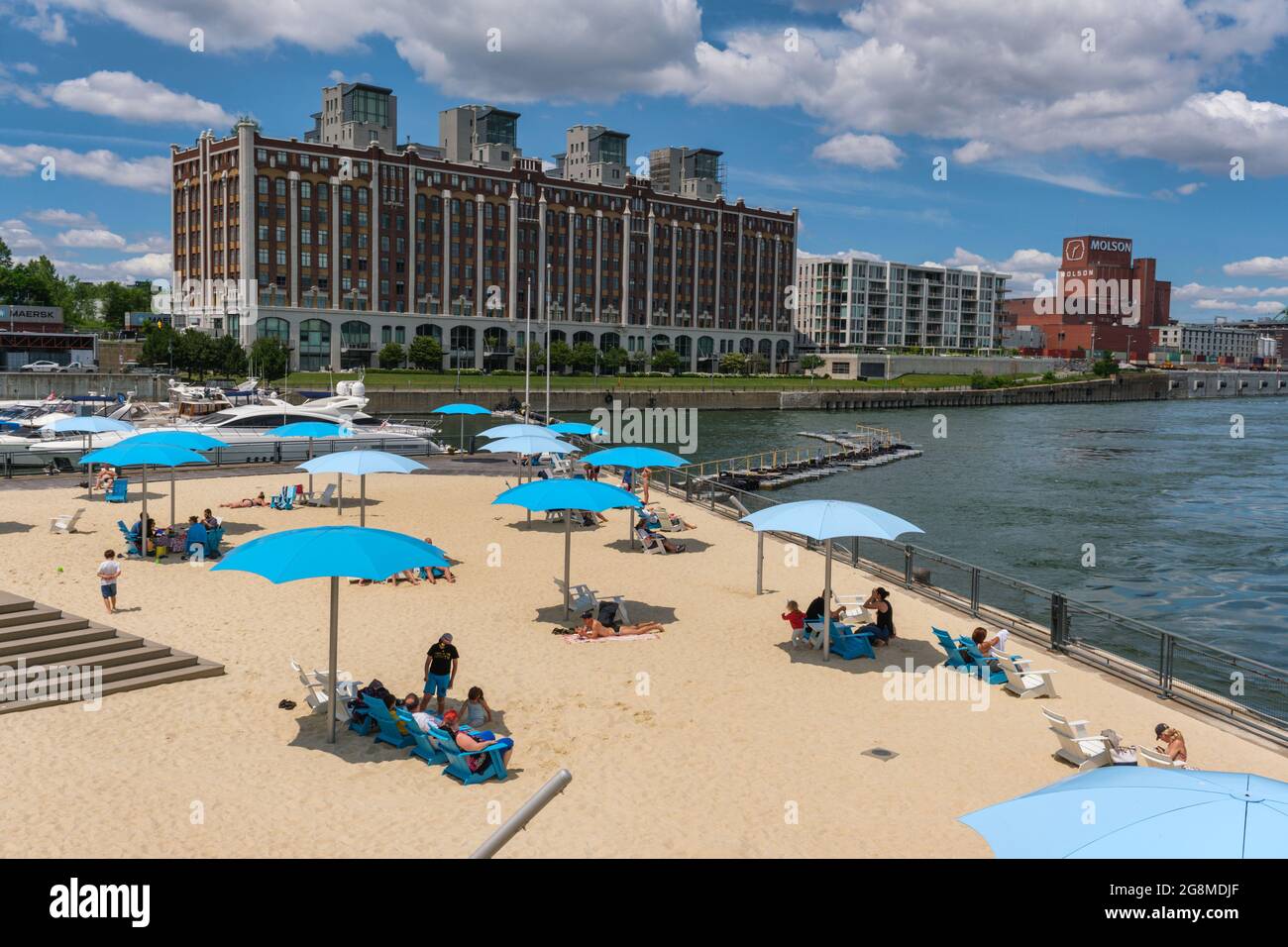 Montreal, CA - 4 July 2021: Clock Tower Beach in the Old Port of ...