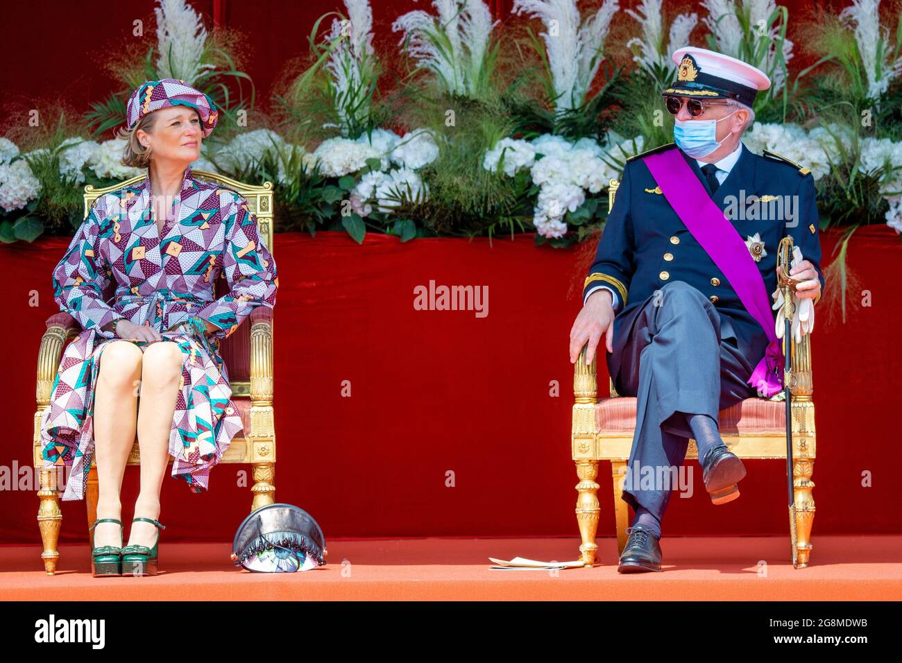 Prince Laurent and Princess Delphine attending celebrations for Belgian ...