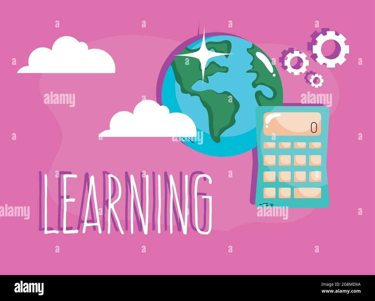 learning lettering with calculator and earth Stock Vector Image & Art ...