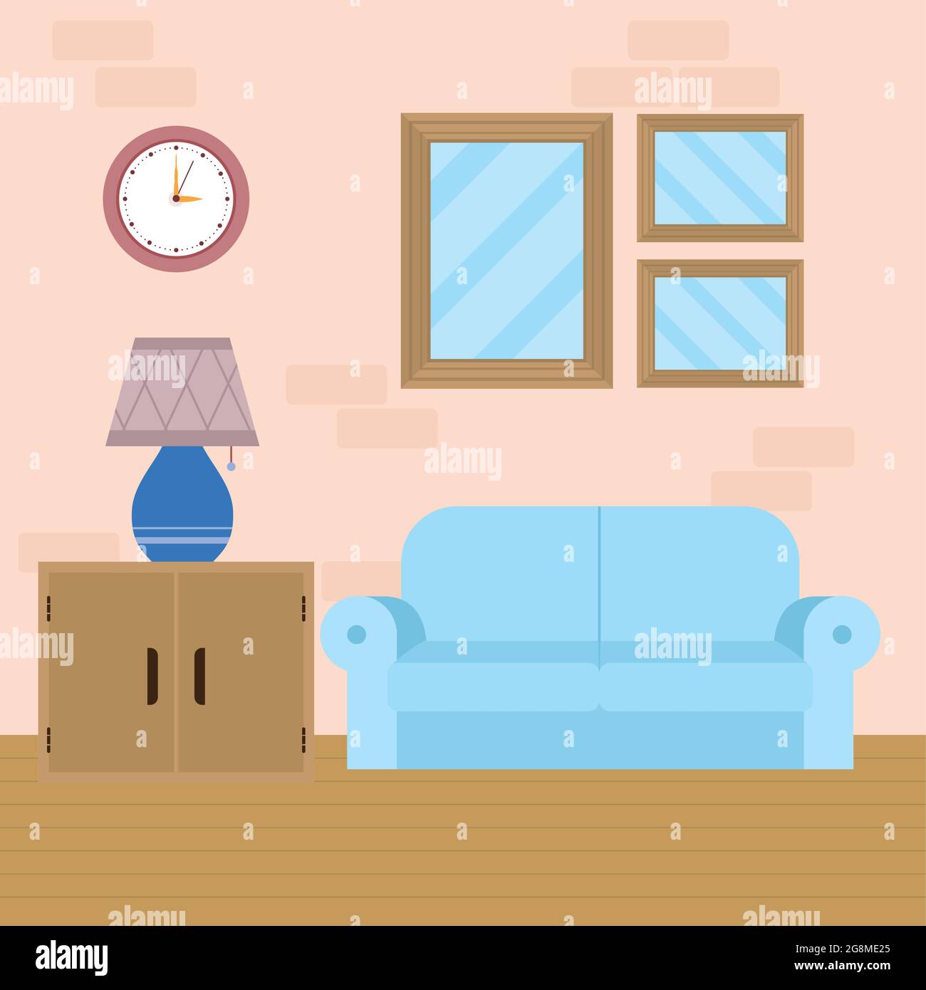 livingroom with blue sofa scene Stock Vector Image & Art - Alamy