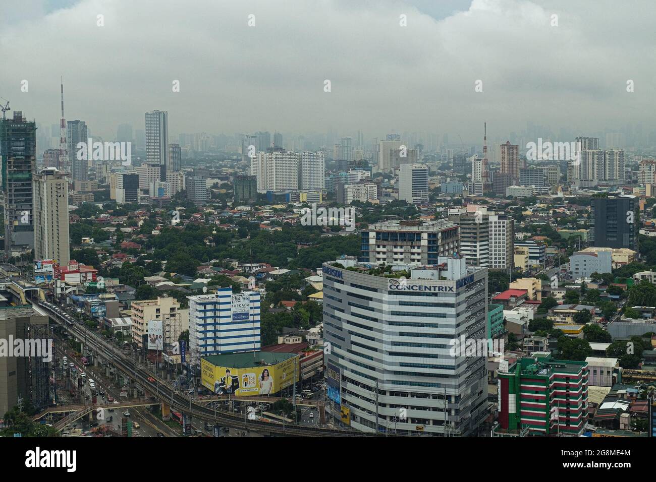 Quezon City, Philippines. 21st July 2021. Buildings and houses in ...