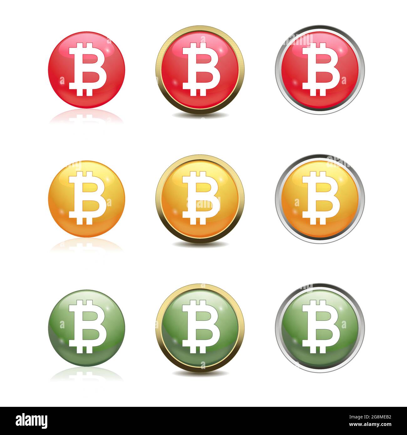 Vector illustration of glass buttons with Bitcoin currency symbols ...