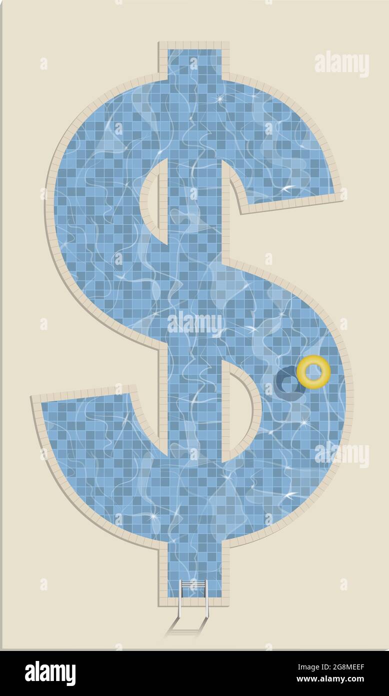 Aerial view of a dollar-shaped swimming pool Stock Vector Image & Art ...