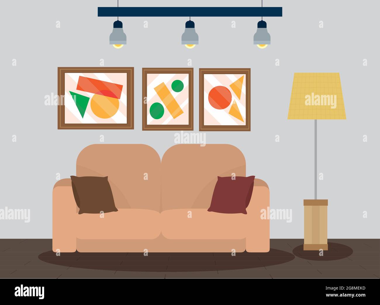 comfy house scene with beige sofa Stock Vector Image & Art - Alamy