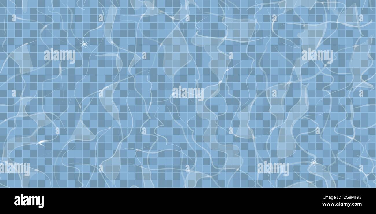 Reflections on water surface of swimming pool showing blue tiles ...