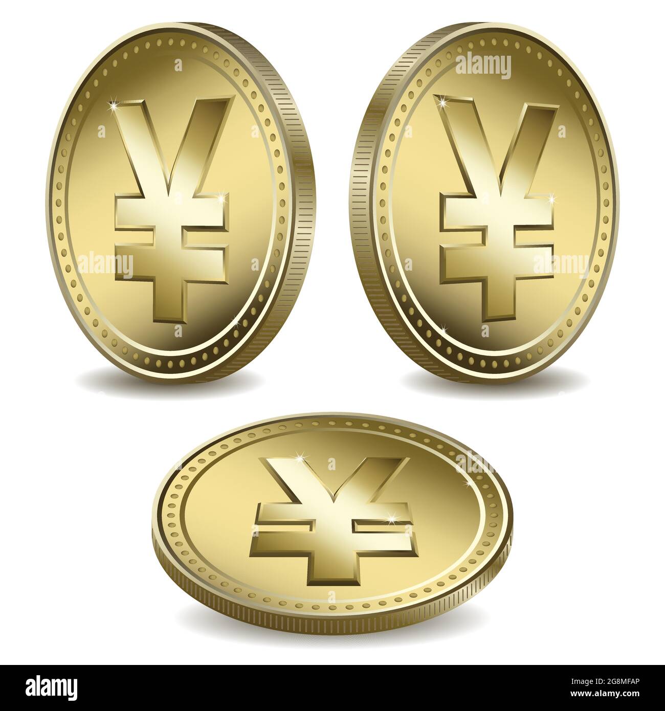 Vector illustration of gold Yen, Yuan or Renminbi coins Stock Vector ...