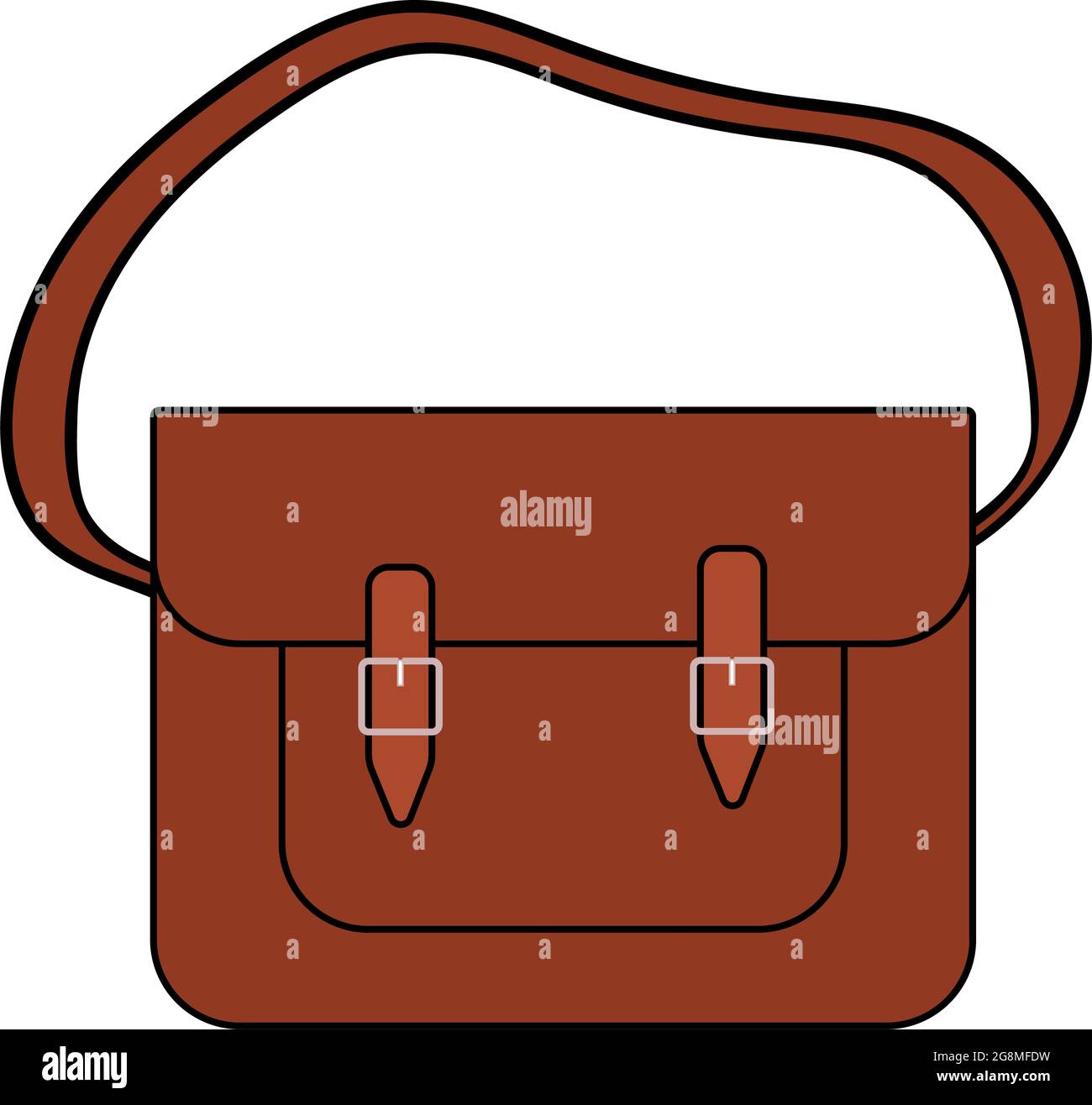 A graphic illustration of A school Satchel with strap for use as an ...