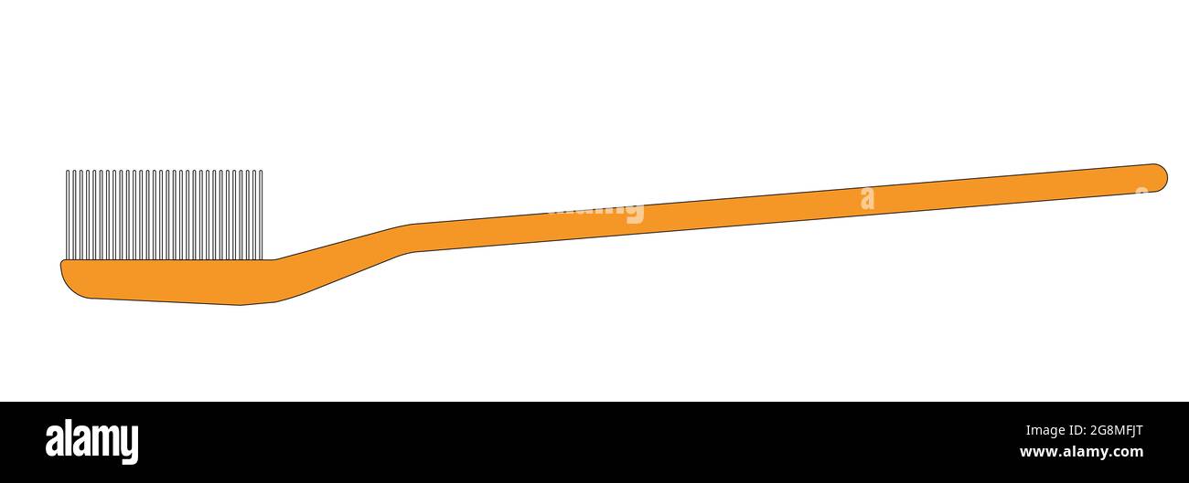 A graphic illustration of a Toothbrush in Orange for use as an icon ...