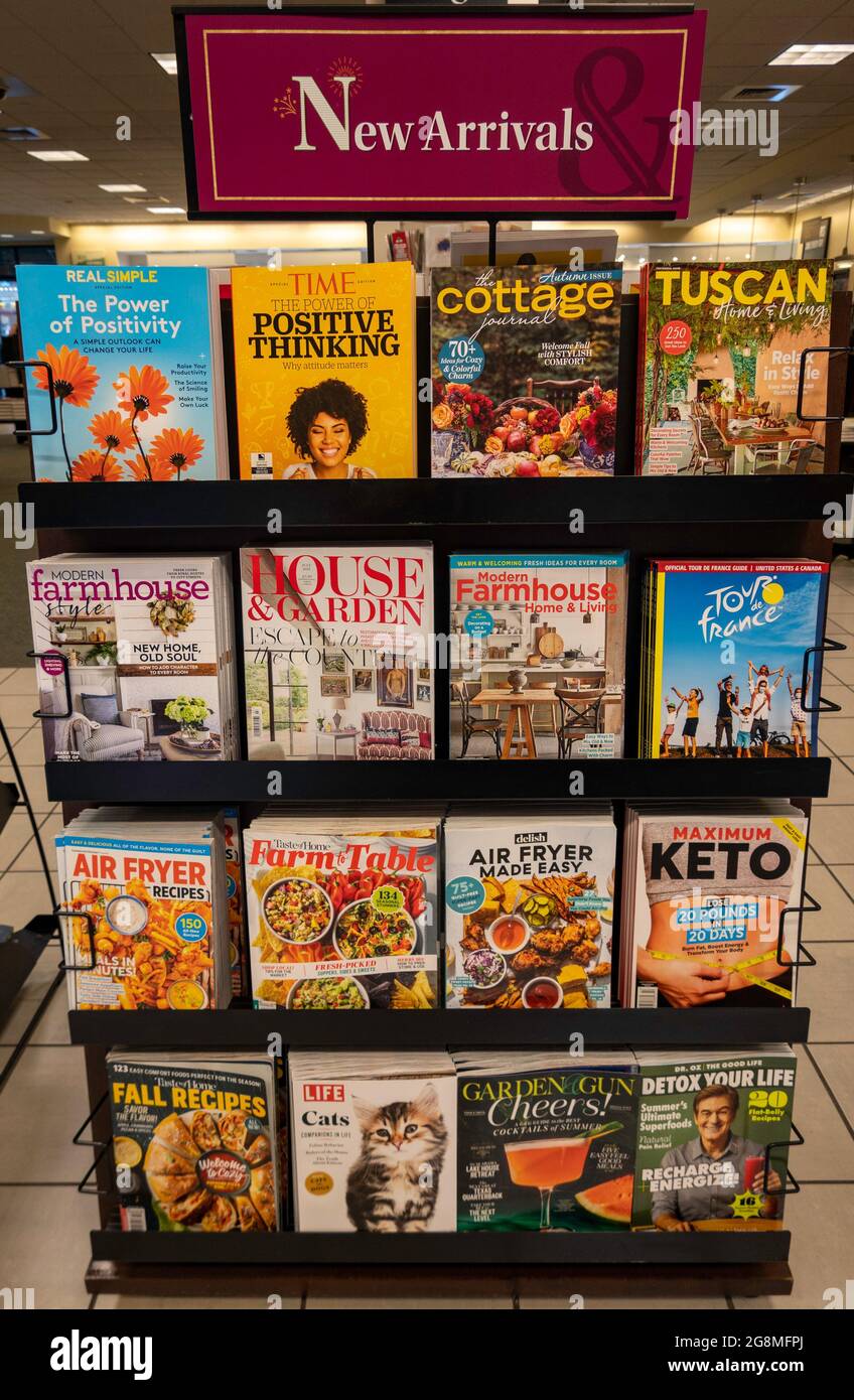 Magazine rack at Barnes & Noble Booksellers featuring a variety of ...