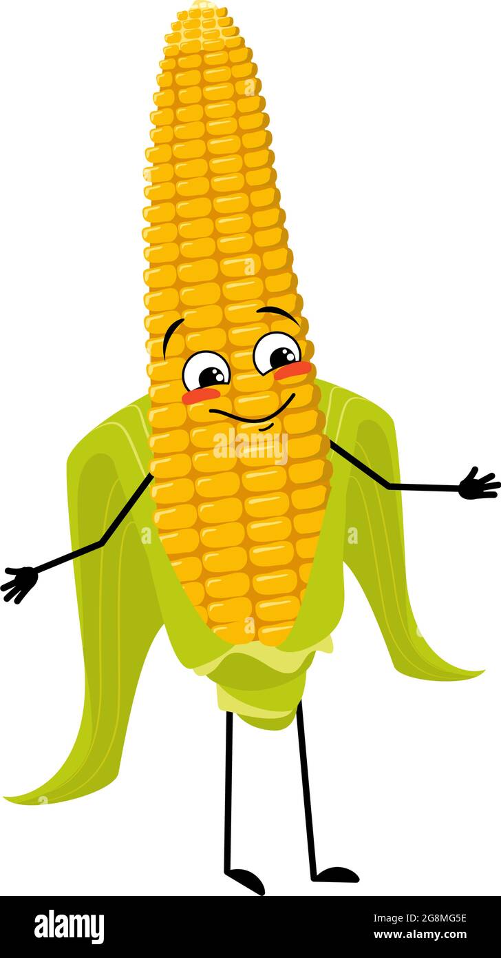 Cute corn cob character with joyful emotions Stock Vector Image & Art - Alamy
