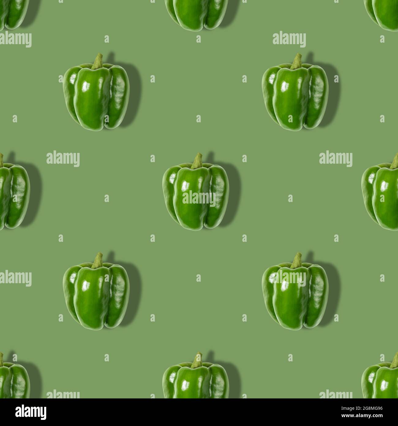 Green pepper seamless pattern on a green background. Vegetable pattern ...